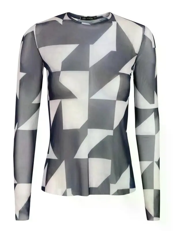 LENNY NIEMEYER Geometric-print Mesh Top - Black