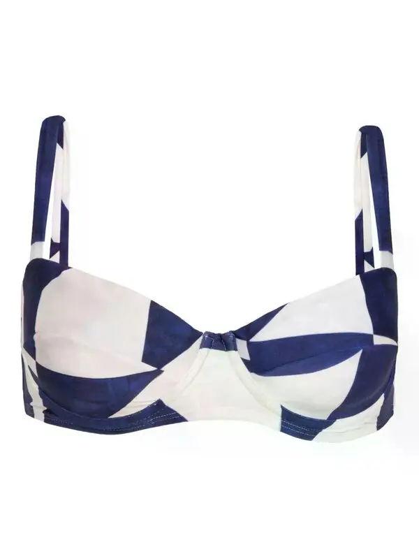 LENNY NIEMEYER Abstract-print High-waisted Bikini Top - White