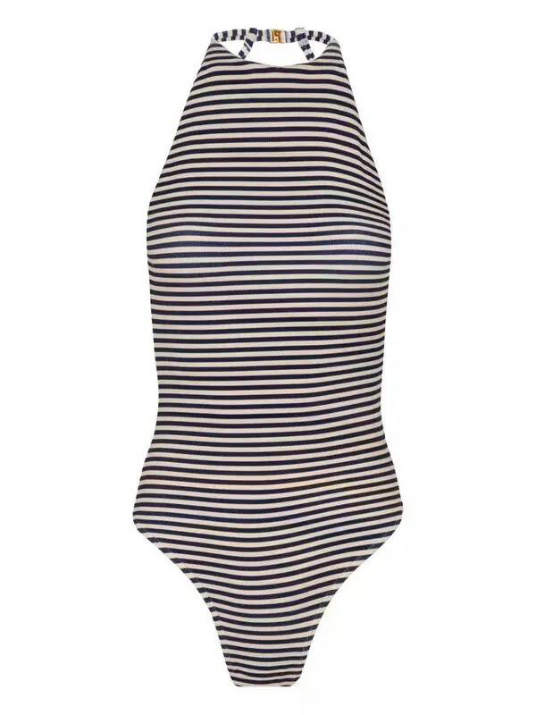 LENNY NIEMEYER Striped High-neck One-piece Swimsuit - Blue