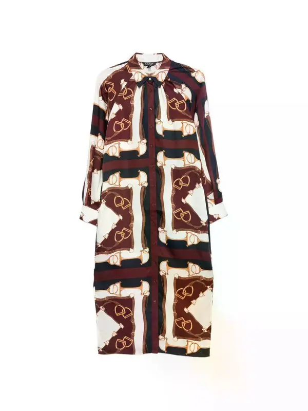 Ralph Lauren Printed Shirt Midi Dress - Brown