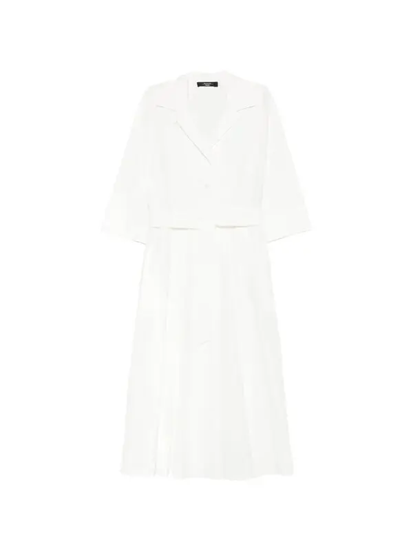 Max Mara Belted Midi Shirt Dress - White
