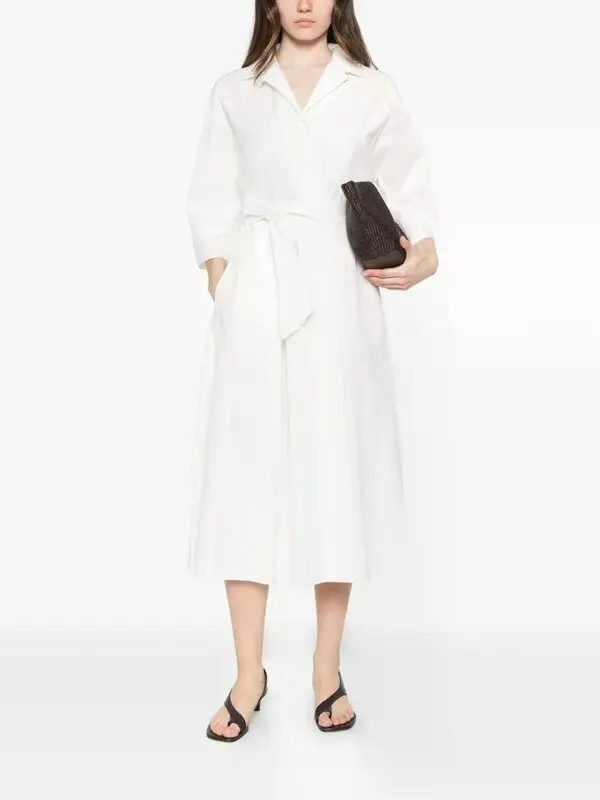 Max Mara Belted Midi Shirt Dress - White