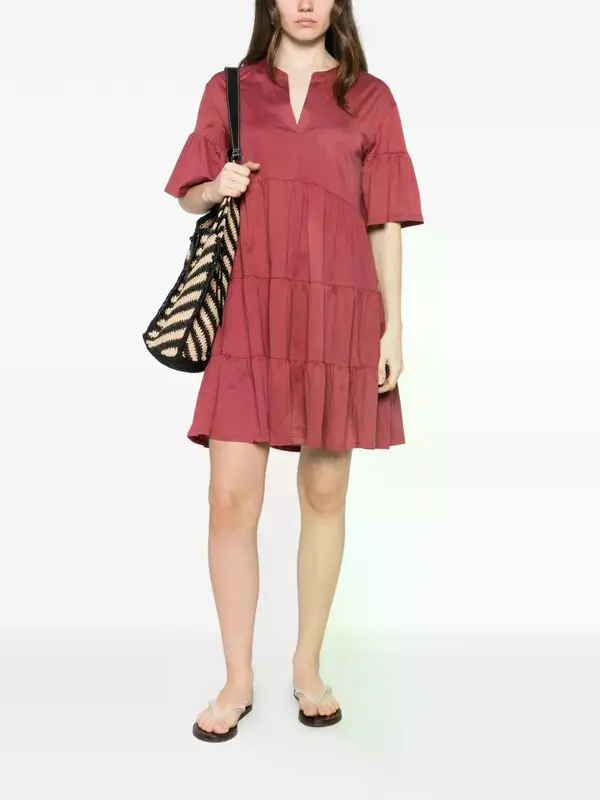Max Mara Wkdsaggina Ruffled V-neck Mini Dress - Red