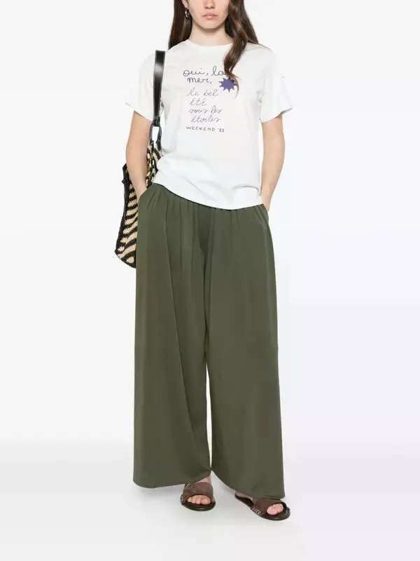 Max Mara Pleated Jersey Palazzo Pants - Green