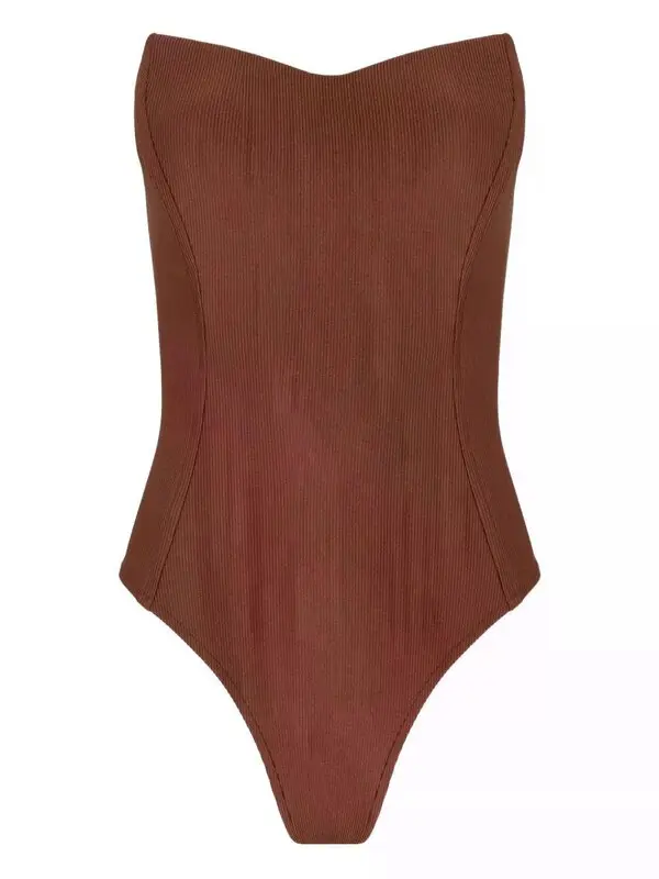 LENNY NIEMEYER Bandeau Ribbed One-piece Swimsuit - Brown