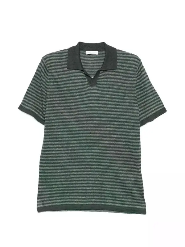 ROBERTO COLLINA Striped Polo T-shirt - Green