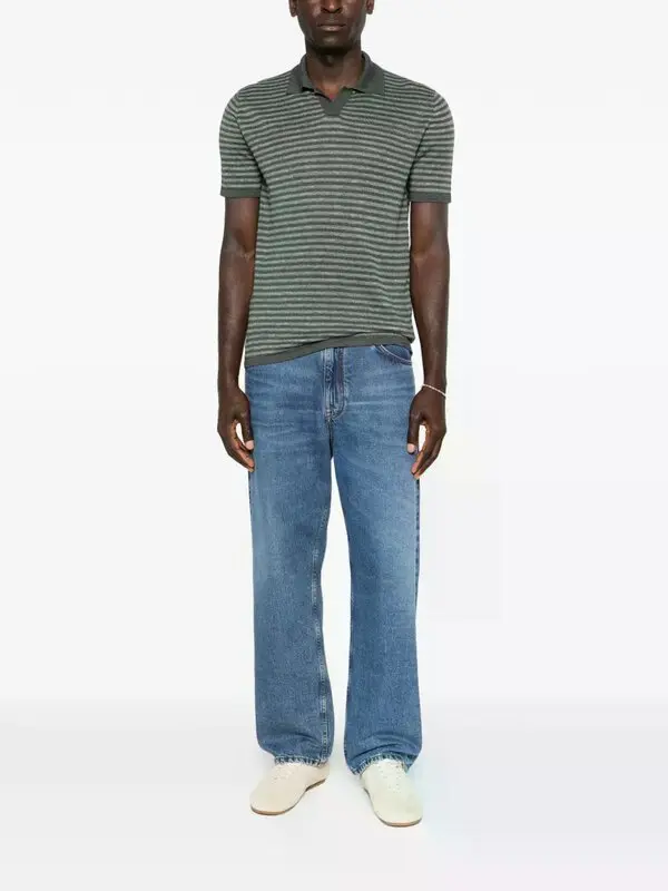 ROBERTO COLLINA Striped Polo T-shirt - Green
