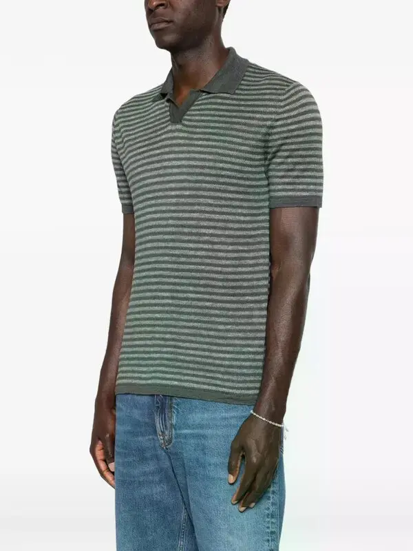 ROBERTO COLLINA Striped Polo T-shirt - Green