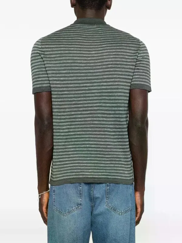 ROBERTO COLLINA Striped Polo T-shirt - Green