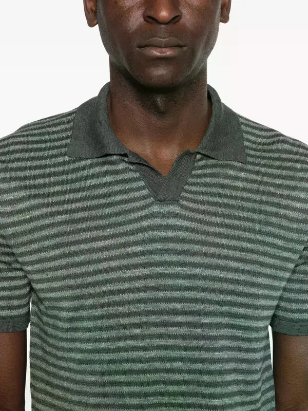 ROBERTO COLLINA Striped Polo T-shirt - Green