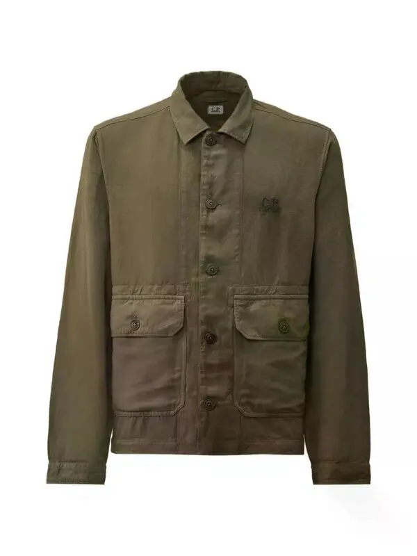 C.P. COMPANY Broken Twill Button Overshirt - Grey