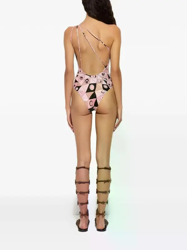Emilio Pucci Geometric Print One-shoulder Swimsuit