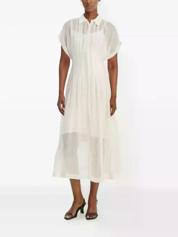 BOSS Pleated Shirt Midi Dress - White