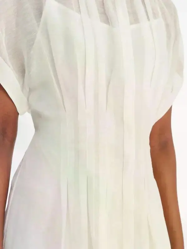 BOSS Pleated Shirt Midi Dress - White