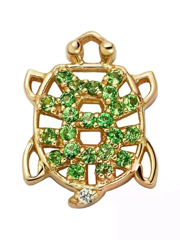 Loquet Diamond And Tsavorite Turtle Charm - Gold