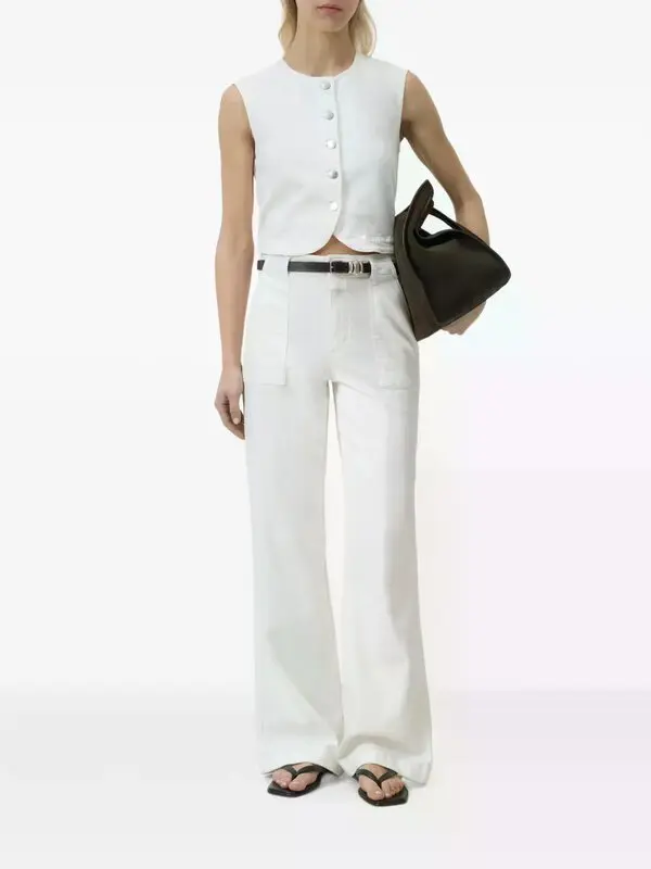 Closed Wide Leg Patch Pocket Jeans