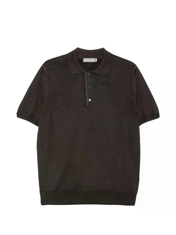 Canali Button Short-sleeve Polo Shirt - Brown