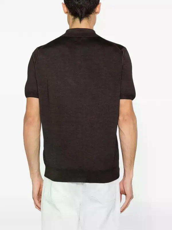 Canali Button Short-sleeve Polo Shirt - Brown