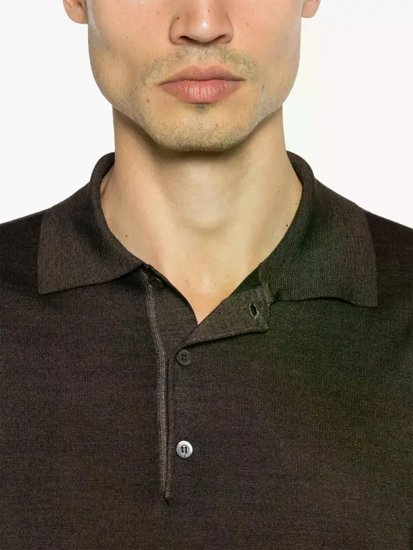 Canali Button Short-sleeve Polo Shirt - Brown