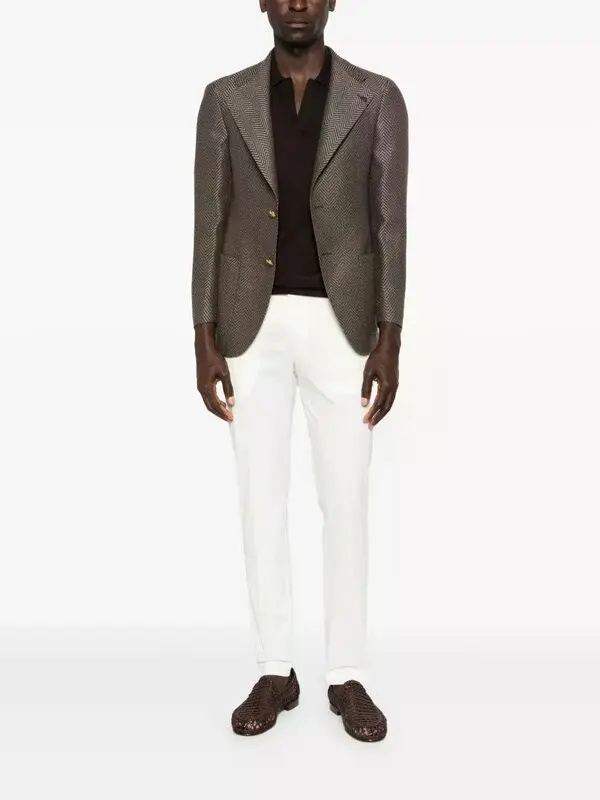 GABRIELE PASINI Herringbone Button Blazer - Brown