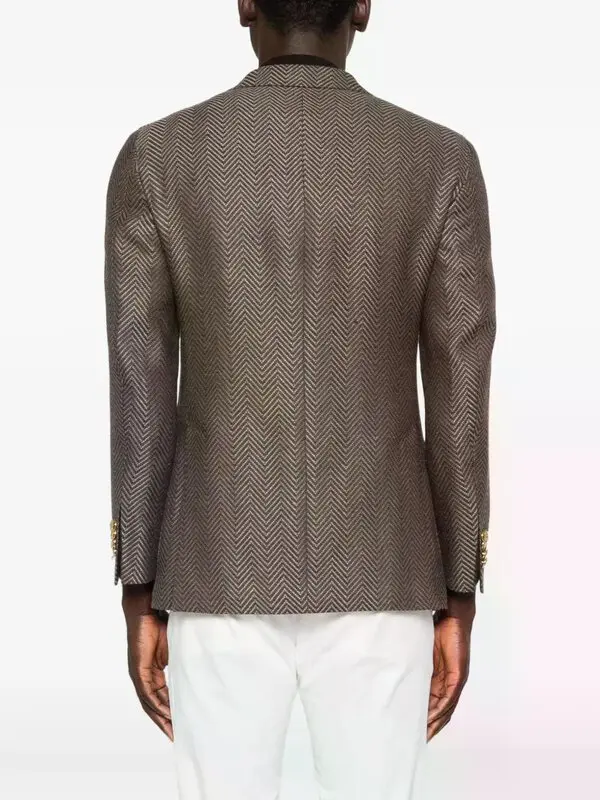 GABRIELE PASINI Herringbone Button Blazer - Brown