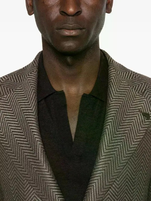 GABRIELE PASINI Herringbone Button Blazer - Brown