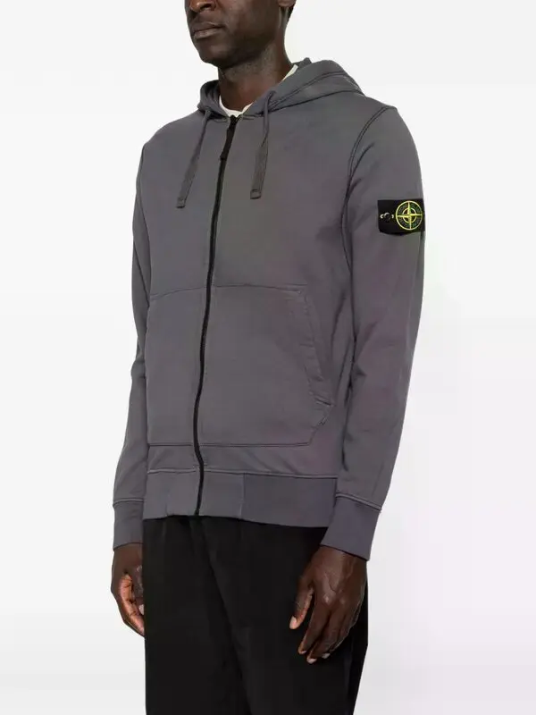 Stone Island Zip Hooded Sweatshirt - Grey