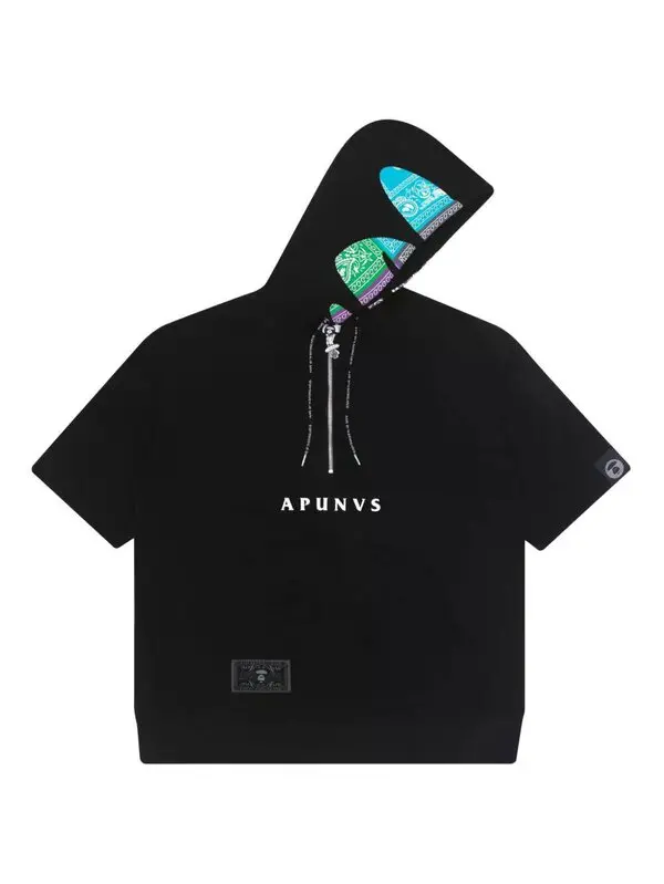 AAPE BY *A BATHING APE Half-zip Short-sleeved Hoodie - Black