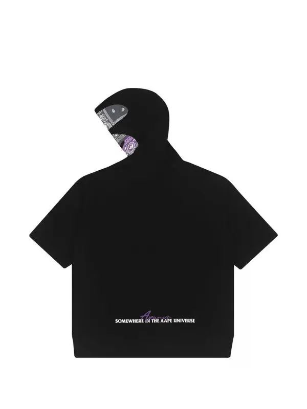 AAPE BY *A BATHING APE Half-zip Short-sleeved Hoodie - Black