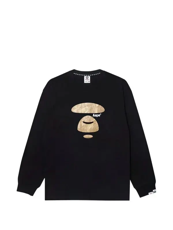 AAPE BY *A BATHING APE Moonface Glittered Long-sleeved Sweatshirt