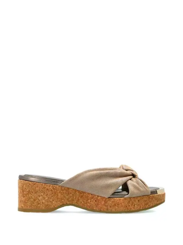 JIMMY CHOO Avenue Knot Detail Wedge Sandals - Neutrals