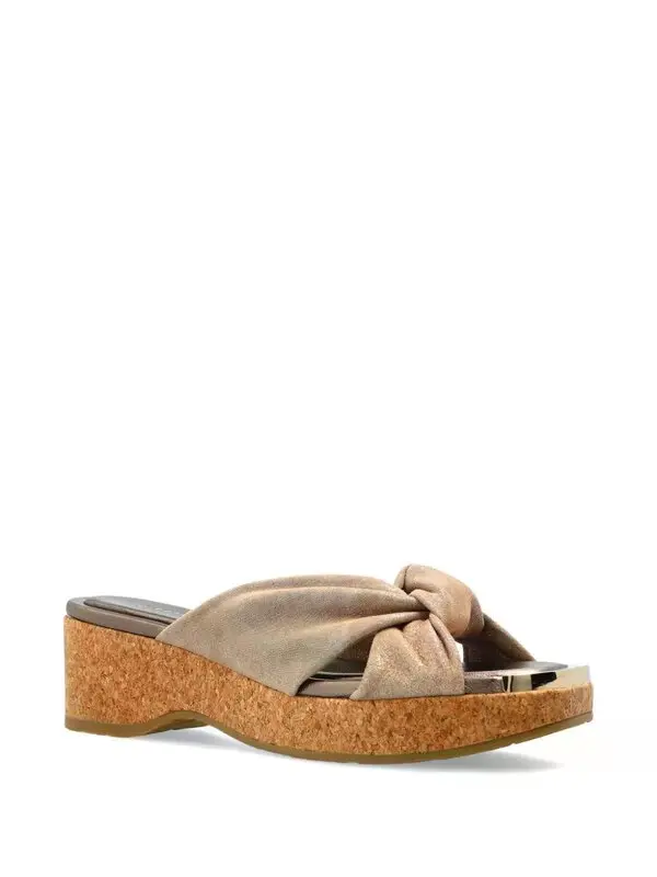 JIMMY CHOO Avenue Knot Detail Wedge Sandals - Neutrals