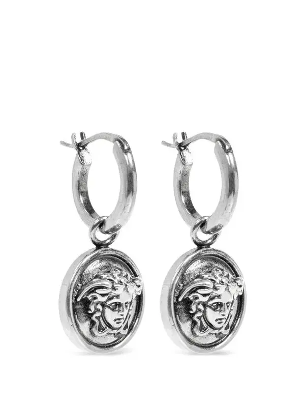 Versace Medusa Medallion Drop Earrings - Silver