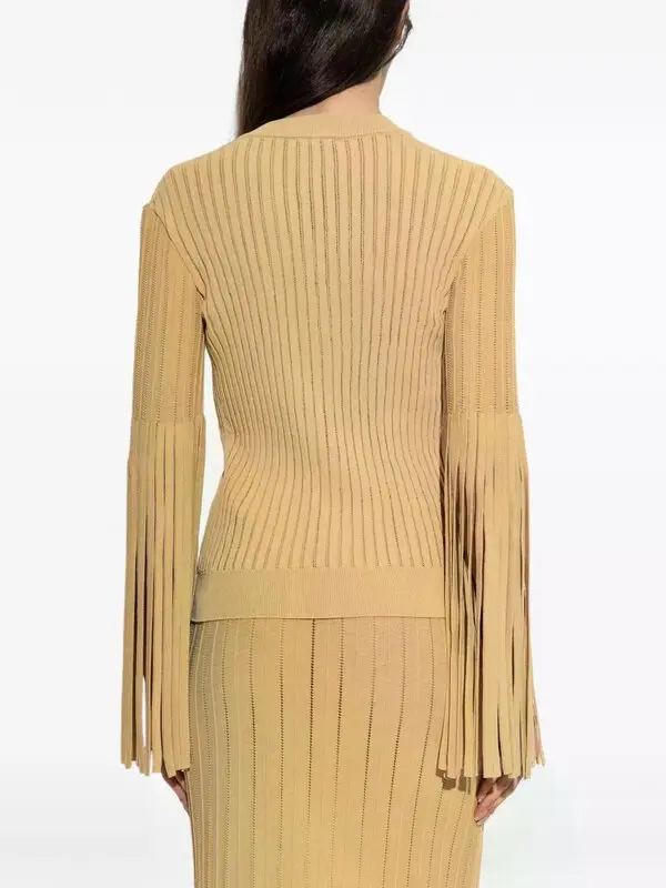 Balmain Buttoned Cardigan With Fringed Sleeves - Neutrals