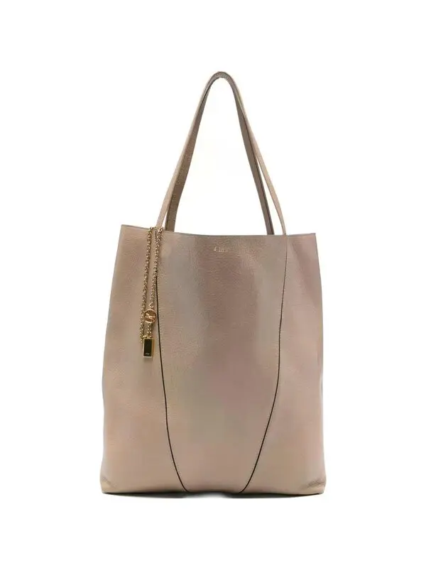 Chloé Large V-shaped Leather Tote Bag - Neutrals