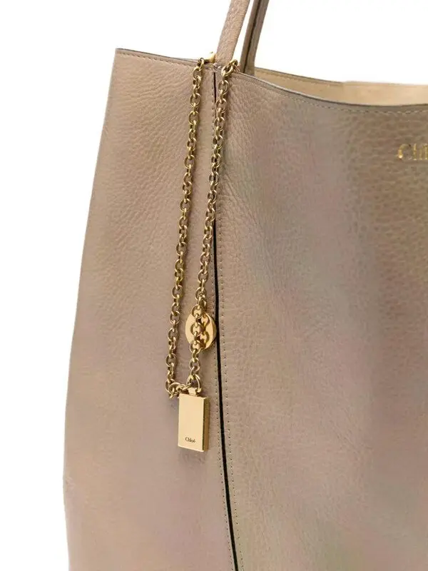 Chloé Large V-shaped Leather Tote Bag - Neutrals