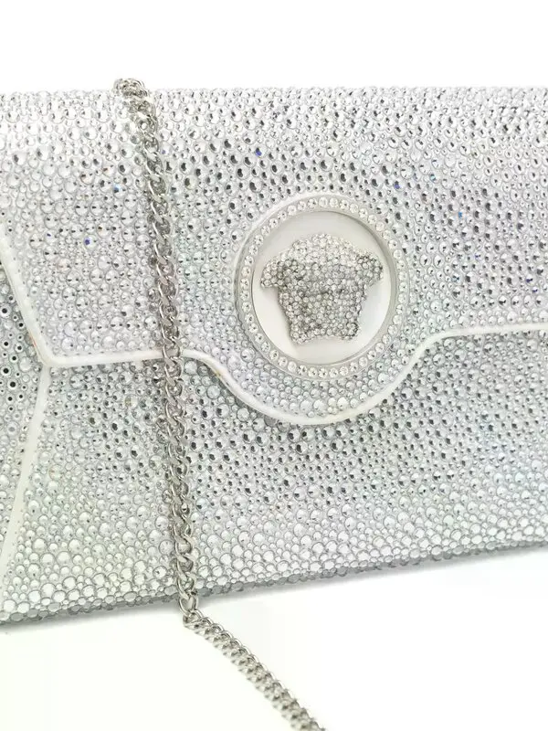 Versace La Medusa Crystal Envelope Clutch - Silver