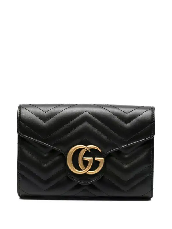Gucci Mini Chevron-pattern Clutch - Black