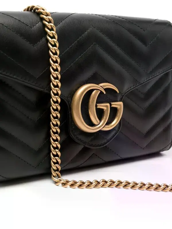 Gucci Mini Chevron-pattern Clutch - Black
