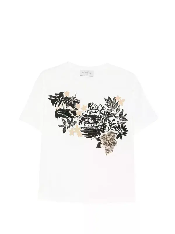 ERMANNO FIRENZE Floral-print T-shirt - White