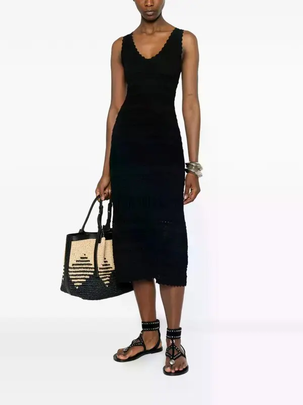 ERMANNO FIRENZE Scalloped V-neck Midi Dress
