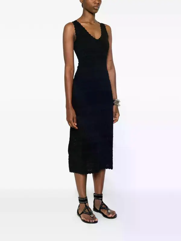 ERMANNO FIRENZE Scalloped V-neck Midi Dress