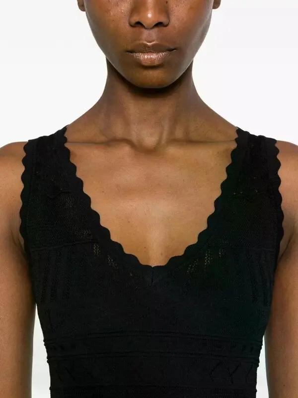 ERMANNO FIRENZE Scalloped V-neck Midi Dress