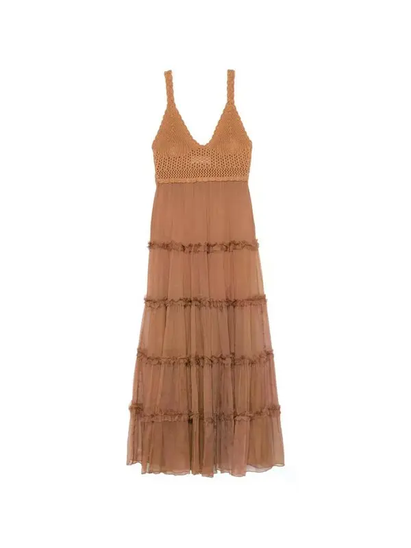 ERMANNO FIRENZE Crochet Ruffled Maxi Dress