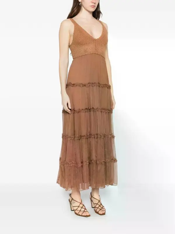 ERMANNO FIRENZE Crochet Ruffled Maxi Dress