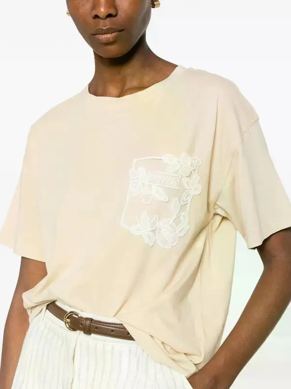 ERMANNO FIRENZE Floral-pocket T-shirt - Neutrals