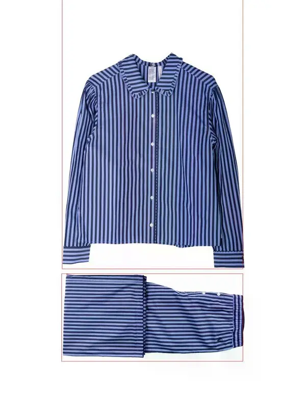 Polo Ralph Lauren Ruffled Striped Pajama Set - Blue