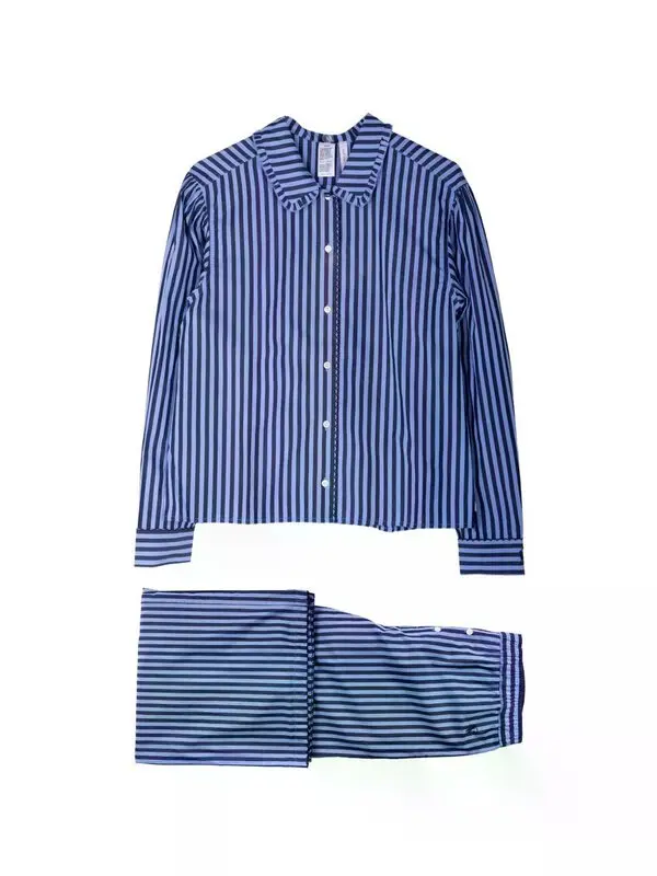 Polo Ralph Lauren Ruffled Striped Pajama Set - Blue