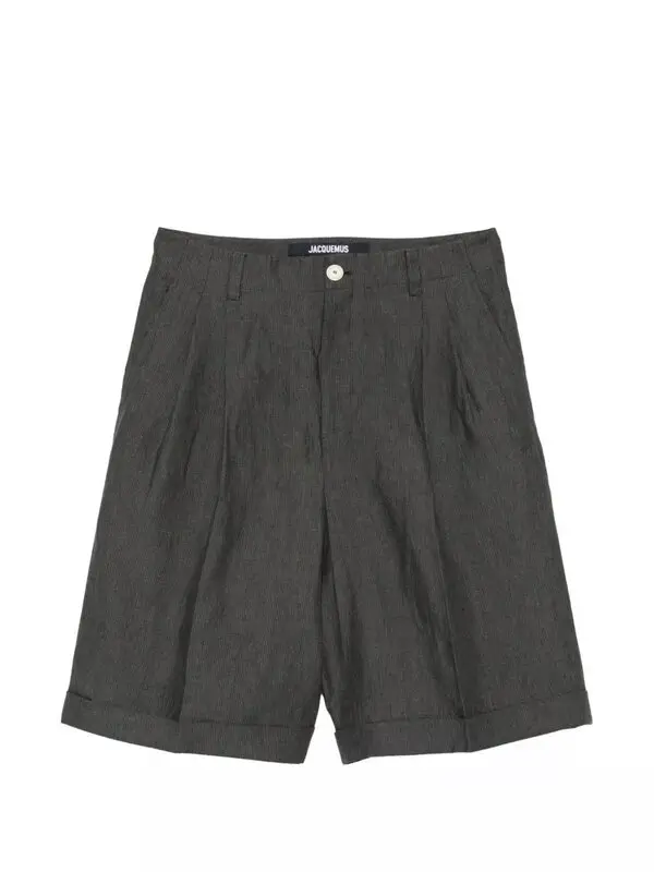 Jacquemus Pastro Pleated Cuffed-hem Shorts - Grey