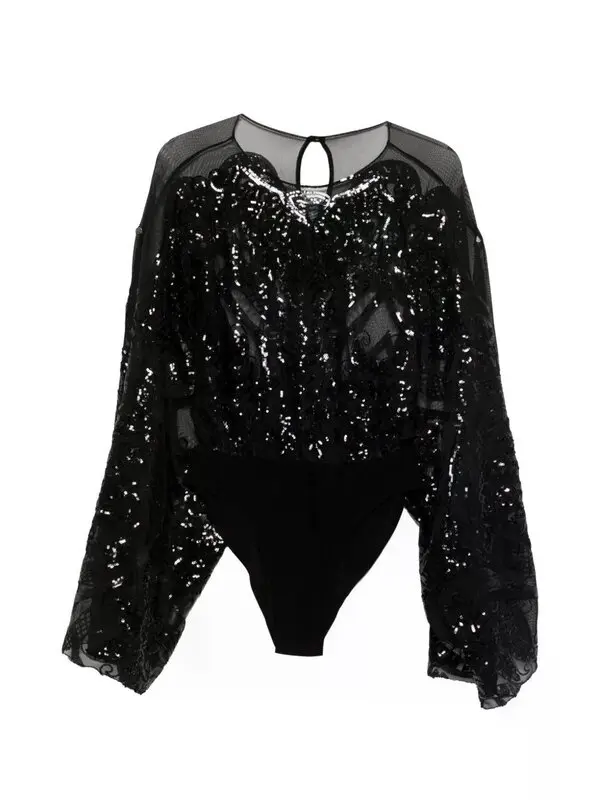 Norma Kamali Sequin-embellished Bodysuit